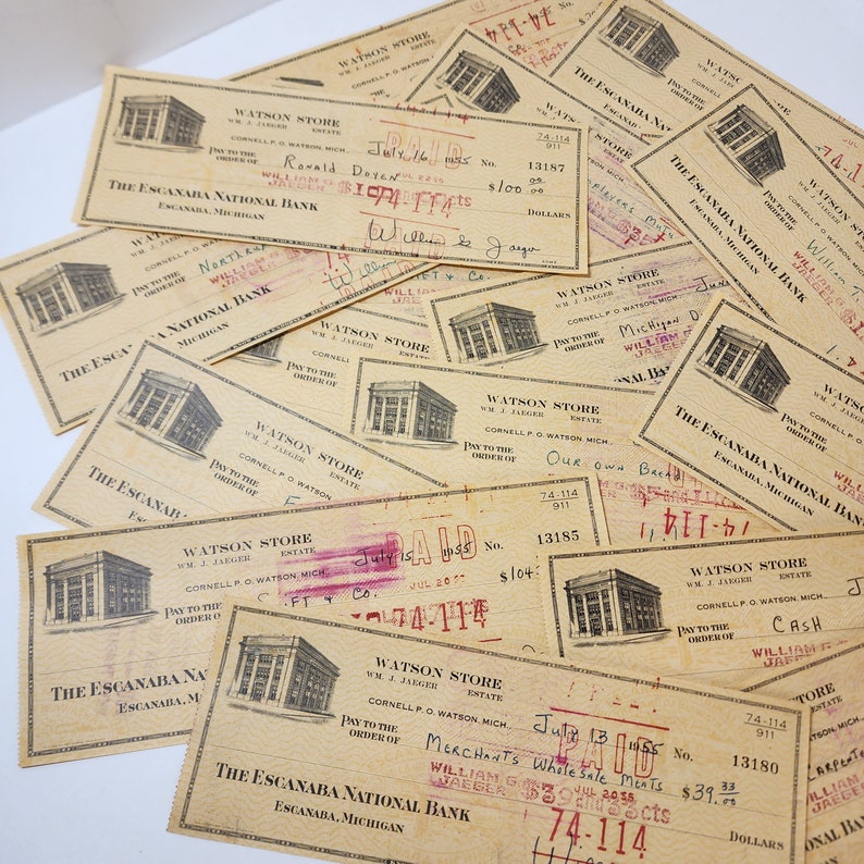 1950's Company Checks 6 Watson Store Handwritten Cancelled Checks ...
