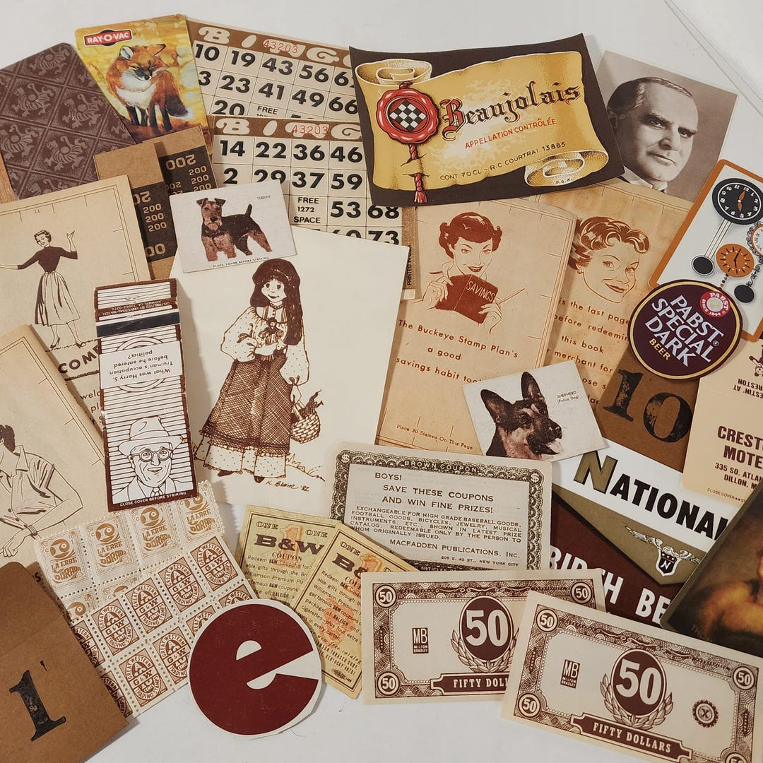35 Pieces of Brown Ephemera Color Lot Sample Pack Tan Beige Sepia ...