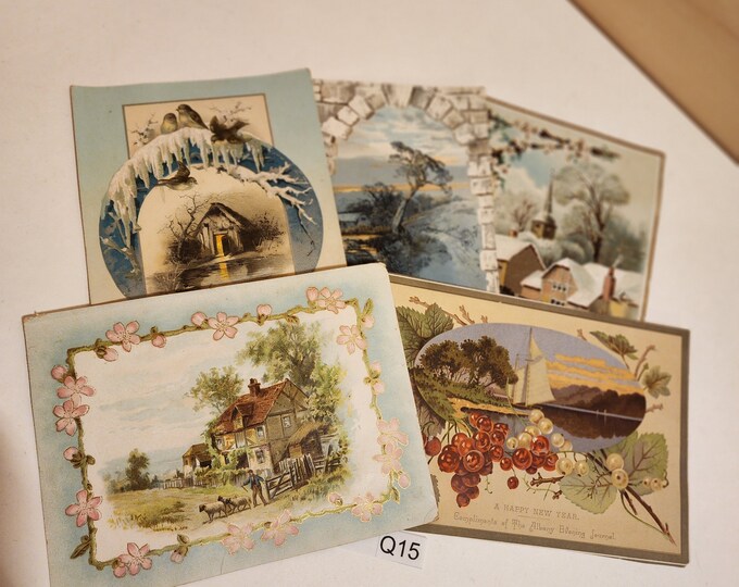 5 Victorian Cards Victorian Snow Scenes Country Houses Scenic Cards ...