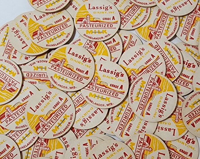 25 Dairy Farm Bottle Caps Advertising NOS Unused Lassig Milk Bottle ...