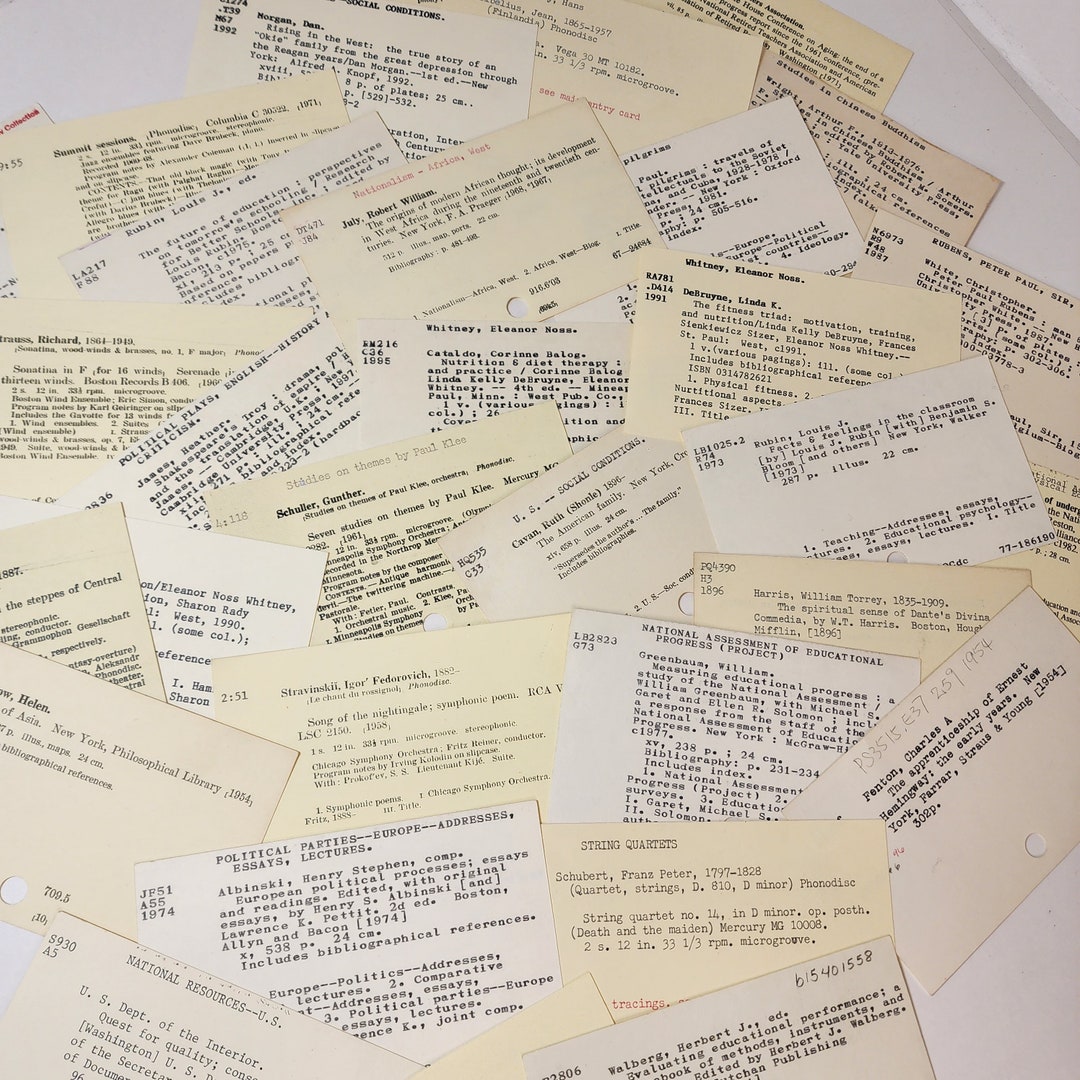 15 Vintage Library Index Cards Vintage Paper Art Supplies Ephemera Lot ...