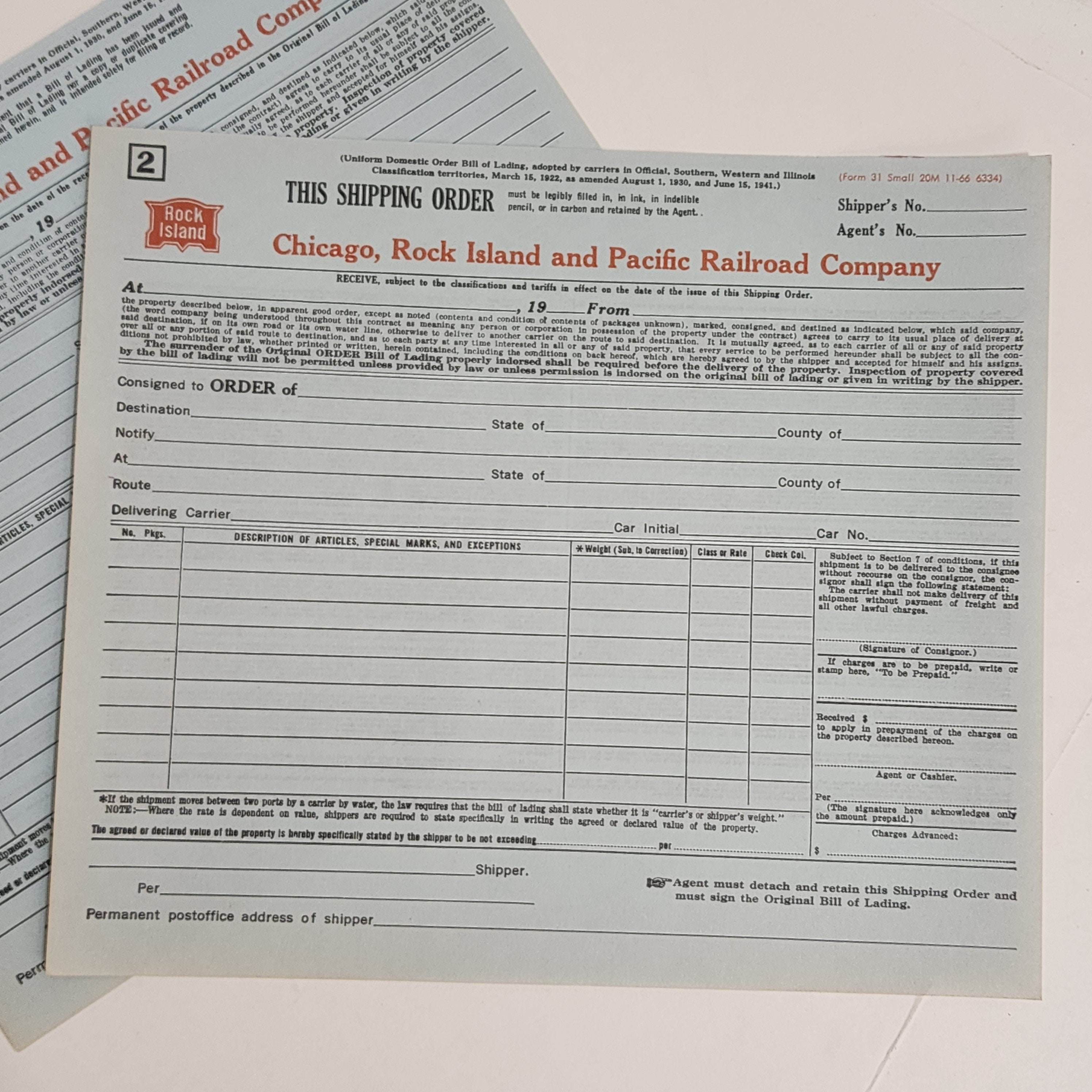 1960s Railroad Forms Bill of Lading Shipping Order Set Vintage Chicago ...