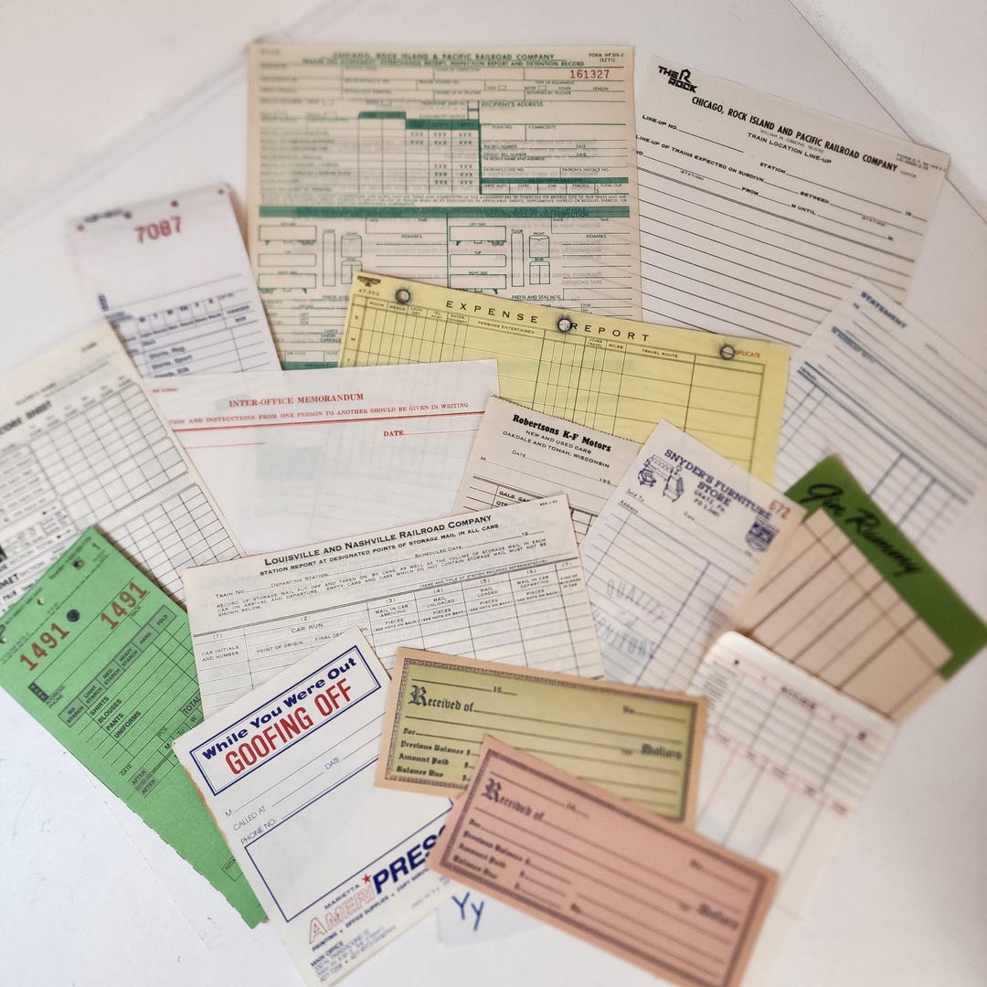 Sample Pack Vintage Forms 16 Blank Business Forms Score Sheets Receipts ...