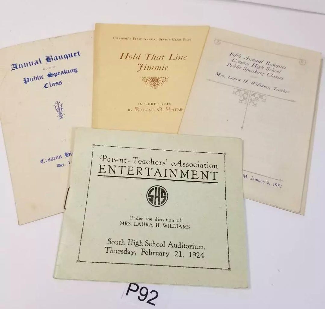 4 Antique High School Programs Booklets Menus 1920s 30s Paper Ephemera ...