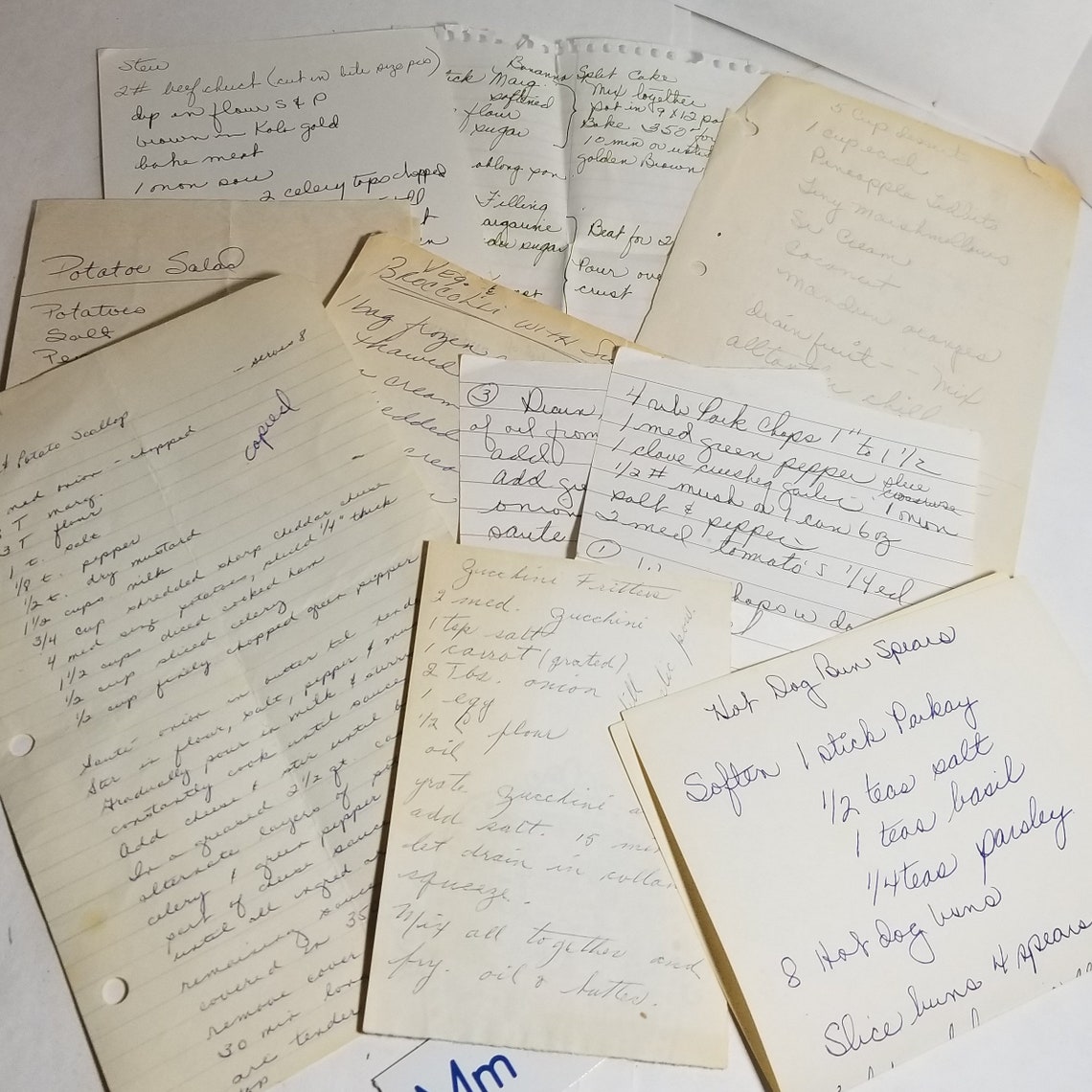 10 vintage handwritten papers pages recipes notes | Etsy