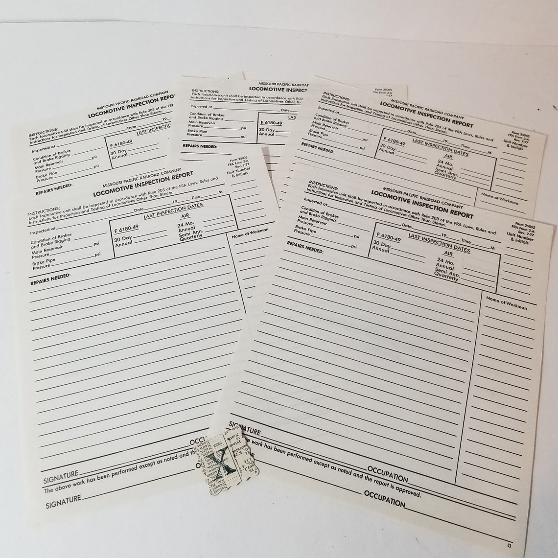 5 railroad locomotive inspection forms blank unused train - Etsy.de