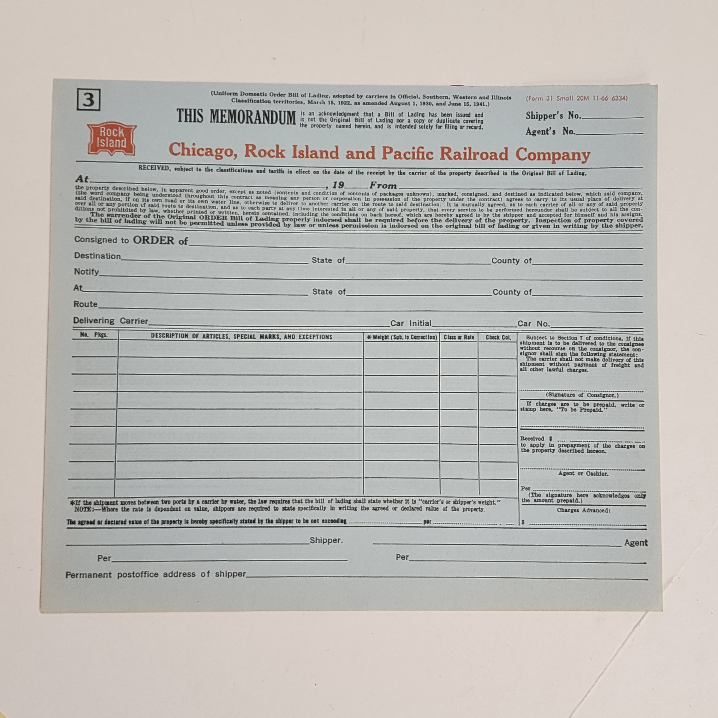 1960s Railroad Forms Bill of Lading Shipping Order Set Vintage Chicago ...