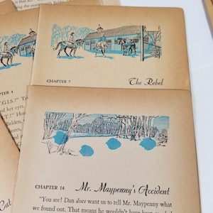 9 Vintage Book Pages Chapter Book Title Pages With Blue Illustrations ...