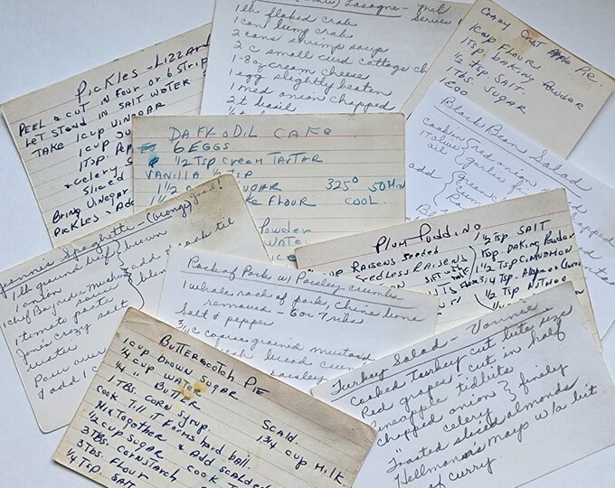 10 Vintage Recipe Cards Handwritten Recipes Estate Lot Vintage Paper ...