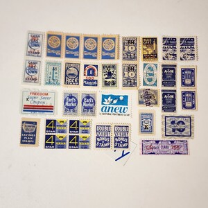 35 Blue Savings Stamps Mini Collection HTF Cinderella Stamps Trading ...