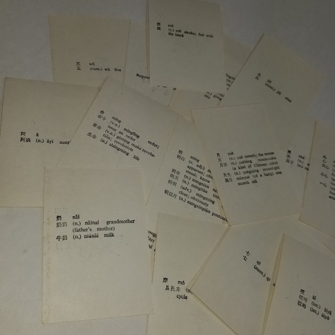 25 Chinese Flash Cards Words Language Symbols Vintage Paper - Etsy