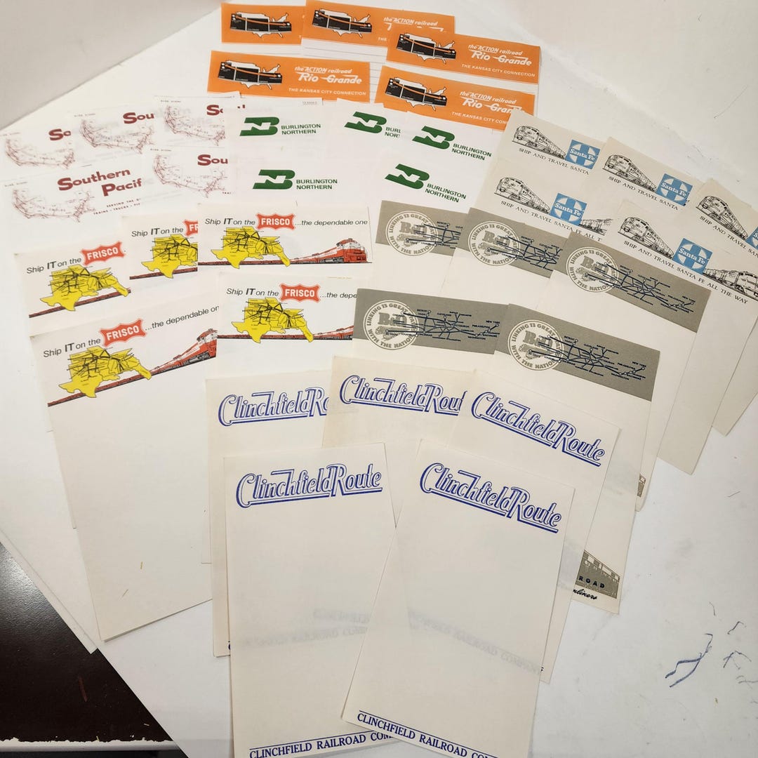 Choice! 10 Pages Railroad Letterhead Note Paper Stationery Pages ...