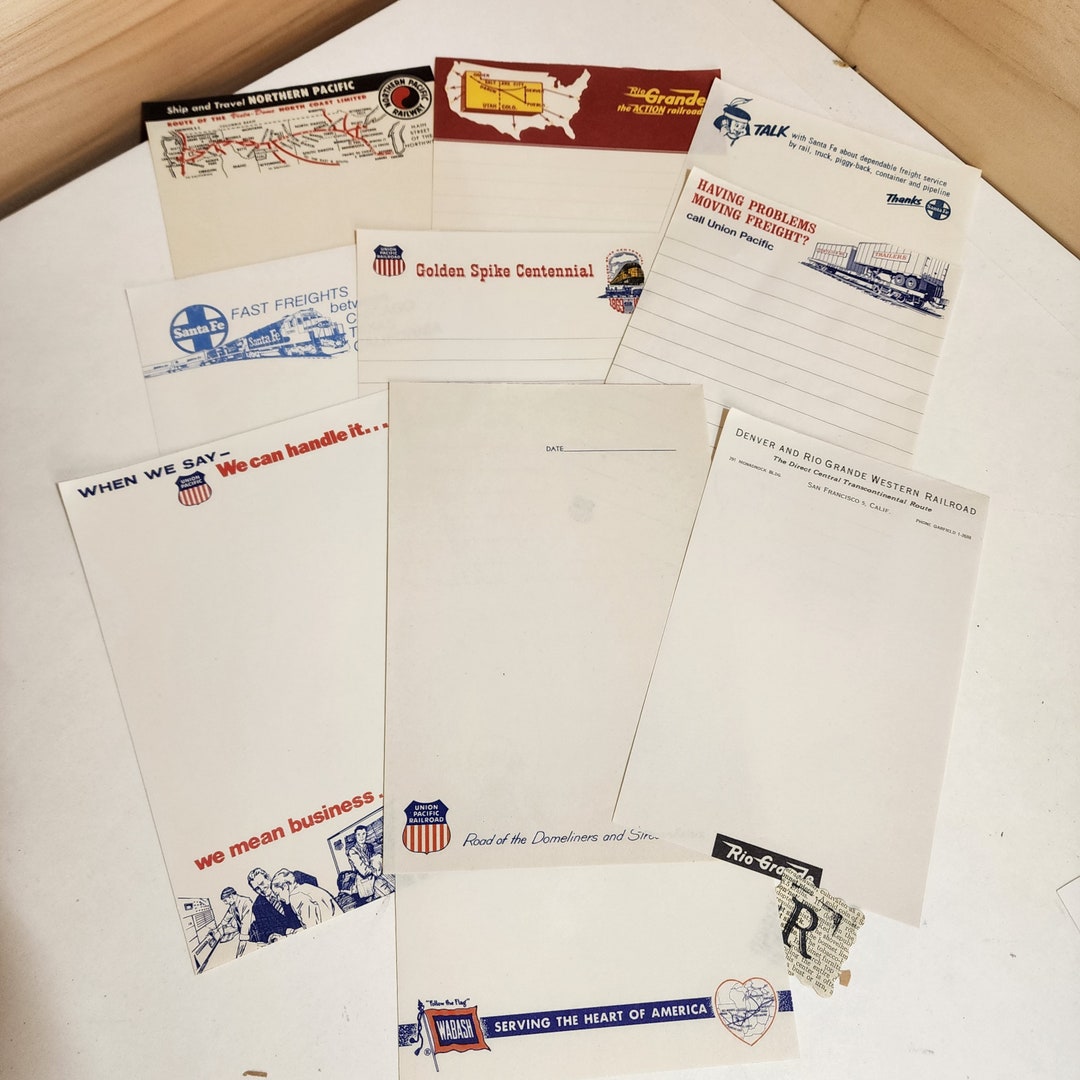 10 Pages Railroad Letterhead Note Paper Stationery Pages Railway Train ...