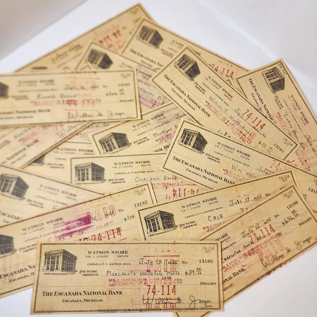 1950's Company Checks 6 Watson Store Handwritten Cancelled Checks ...