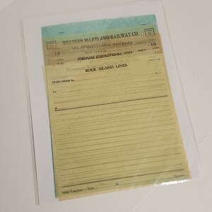 7 Railroad Forms Train Order Form Sample Pack Aqua Yellow White Sepia ...