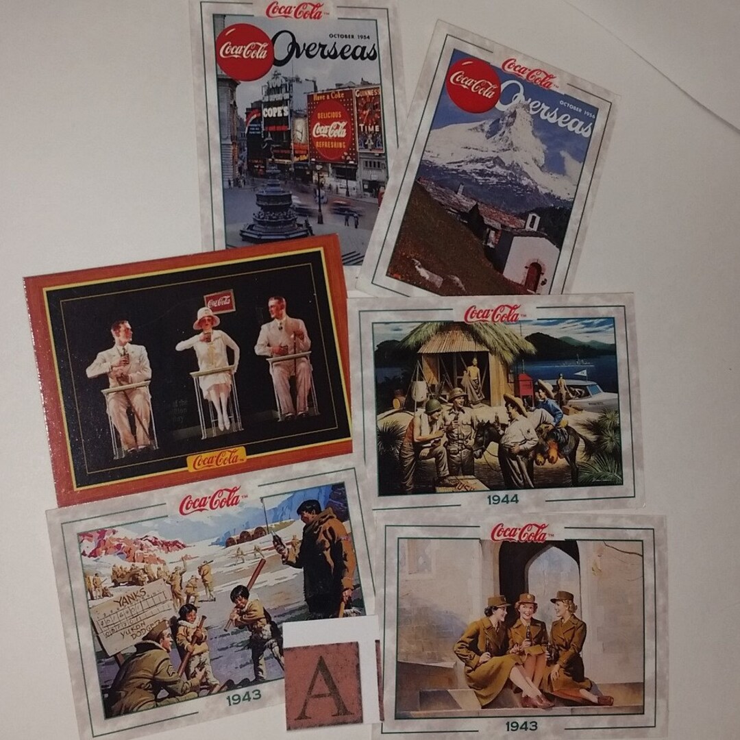 6 Coca Cola Cards Advertising Illustration Coke Ads Reproduction Lot ...