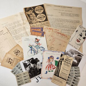 1940s Junk Journal Paper Pack 20 Pc Paper Ephemera Lot Greeting Card ...