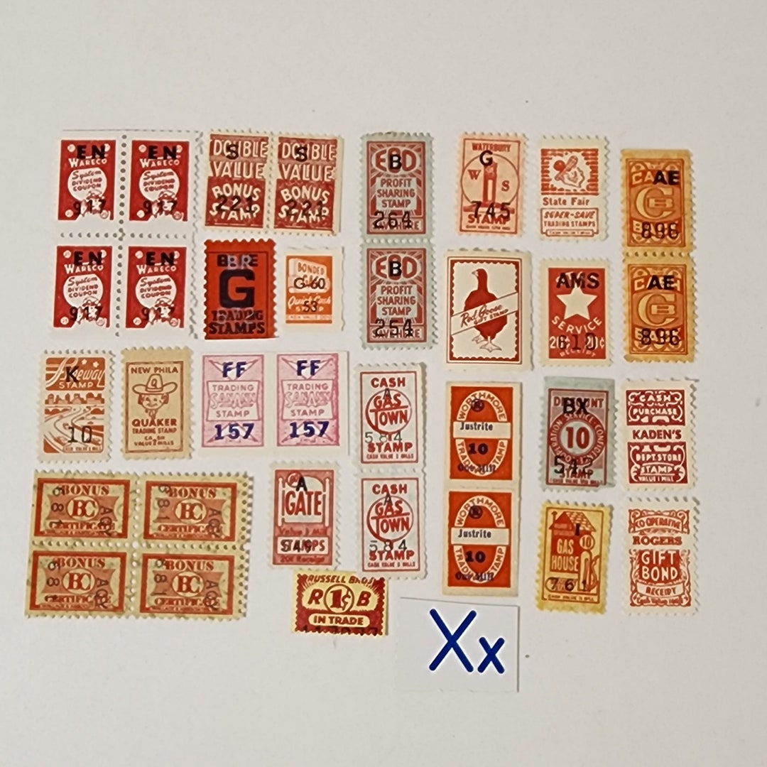34 Red Savings Stamps Mini Collection HTF Cinderella Stamps Trading ...
