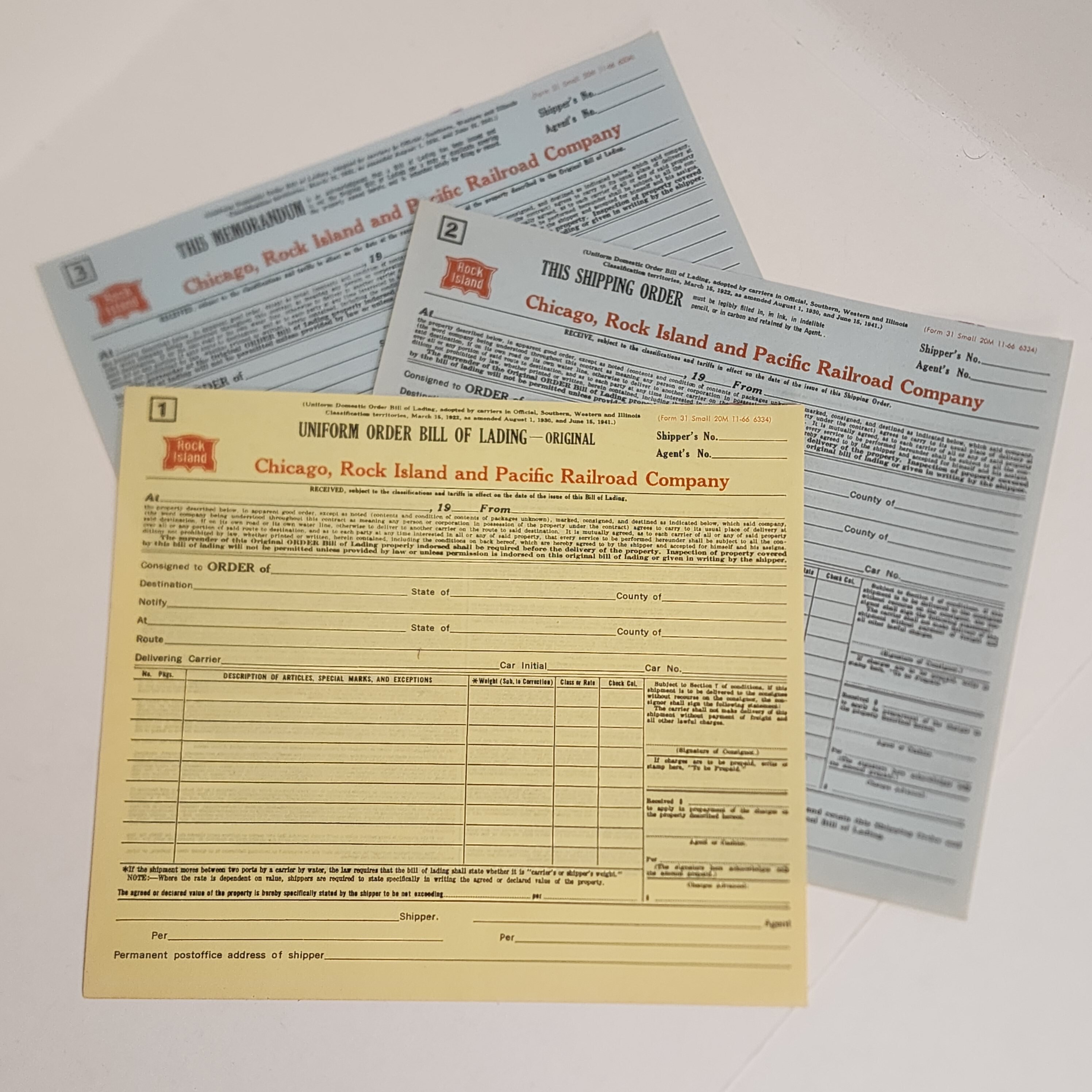 1960s Railroad Forms Bill of Lading Shipping Order Set Vintage Chicago ...