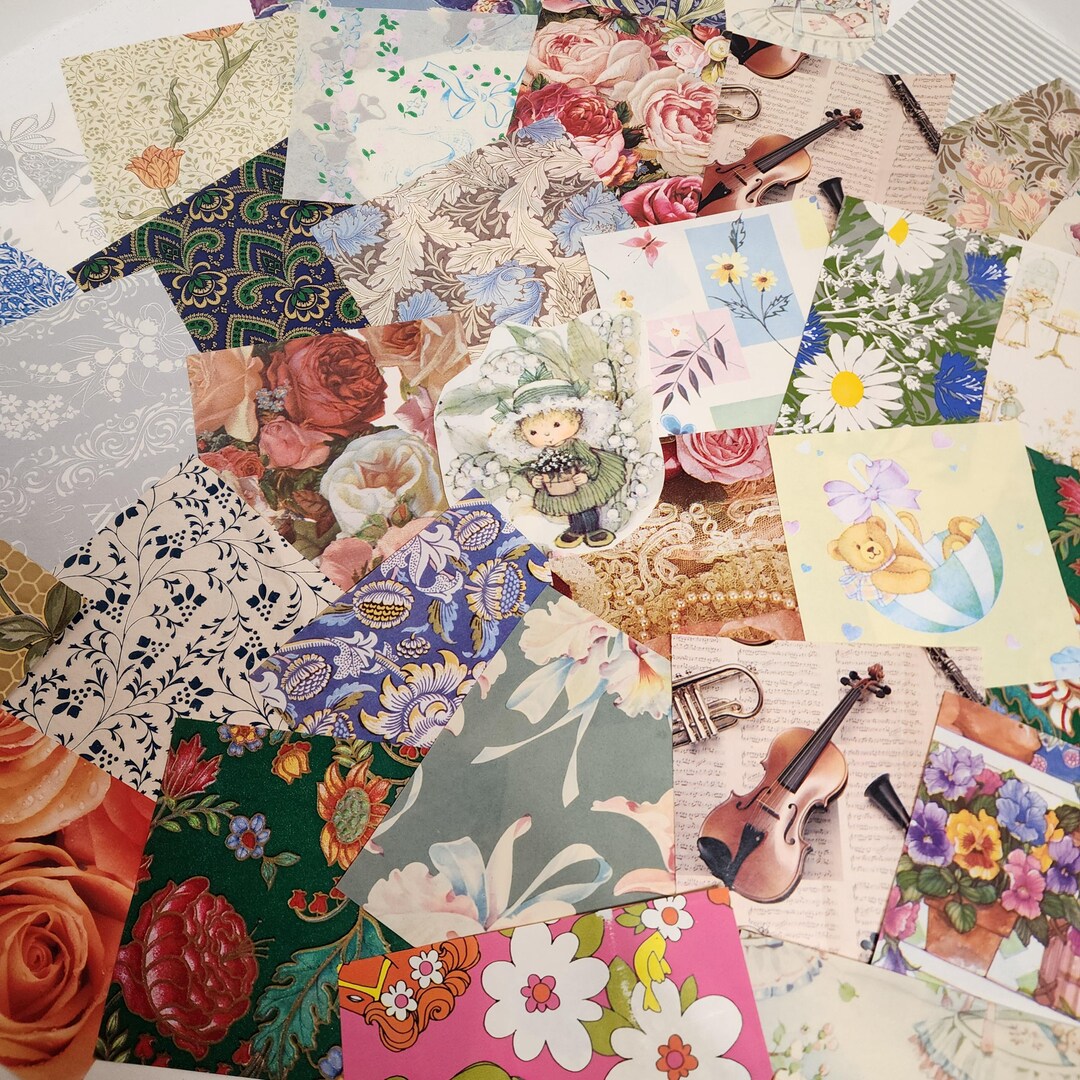 40 Vintage Gift Wrap Clippings 1950s-80s Florals Prints Birthday ...