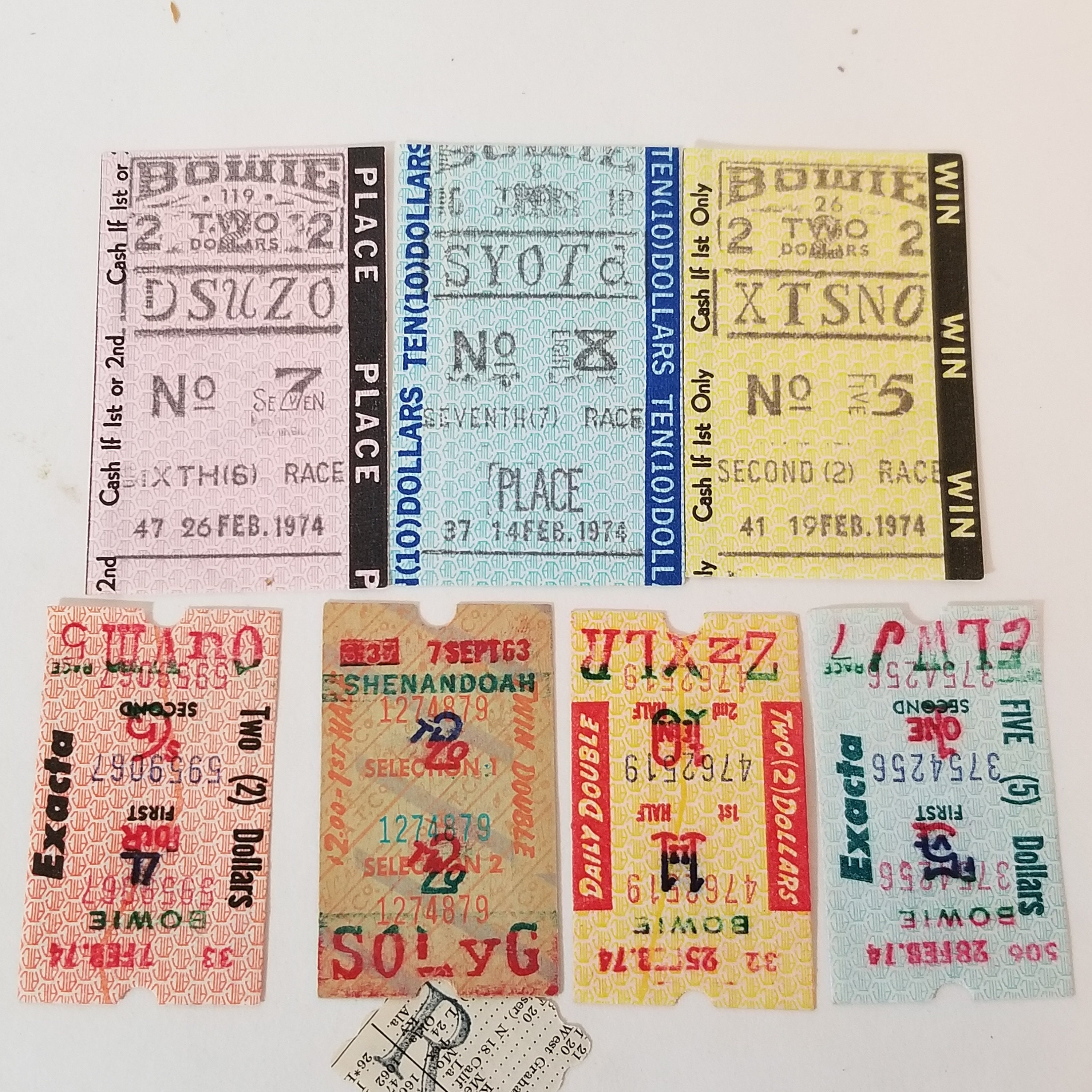 7 horse racing ticket betting tote slips colorful lot yellow | Etsy