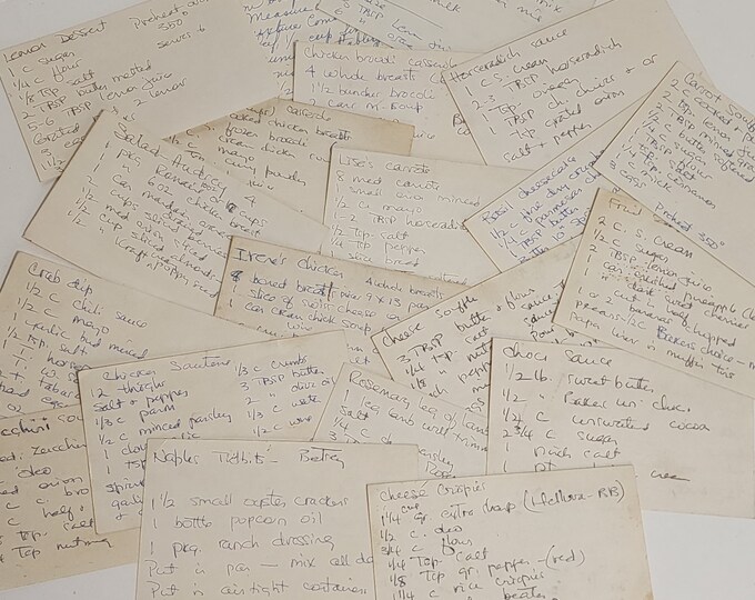 20 Vintage Recipe Cards Handwritten Recipes Unlined Sepia Tone Vintage ...