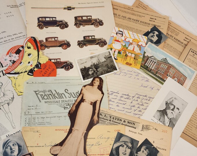 1930s Junk Journal Paper Pack 20 Pc Paper Ephemera Lot Postcards ...