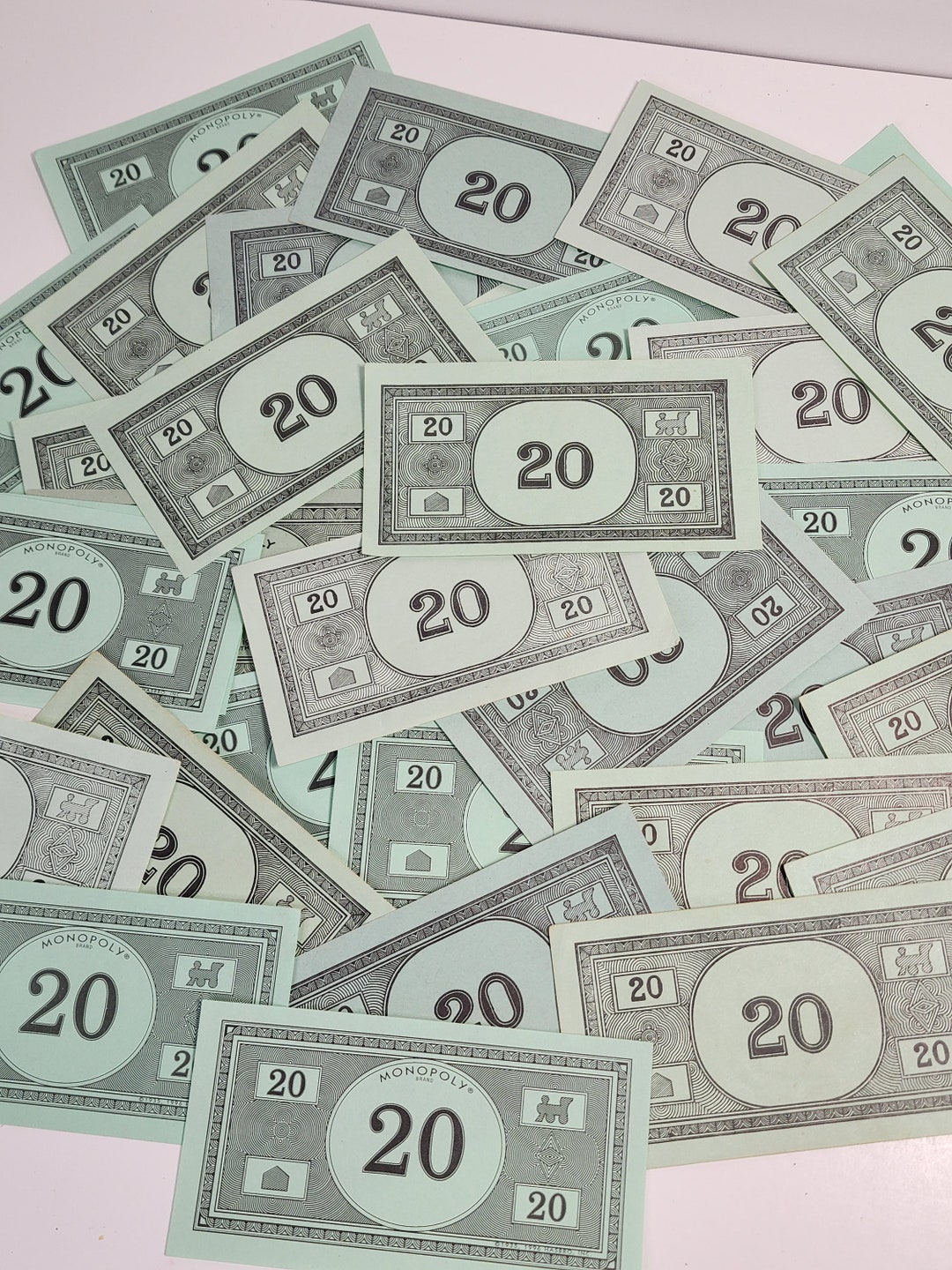 Destash! 35 Monopoly Green 20 Dollar Bills Play Money Monopoly Game ...