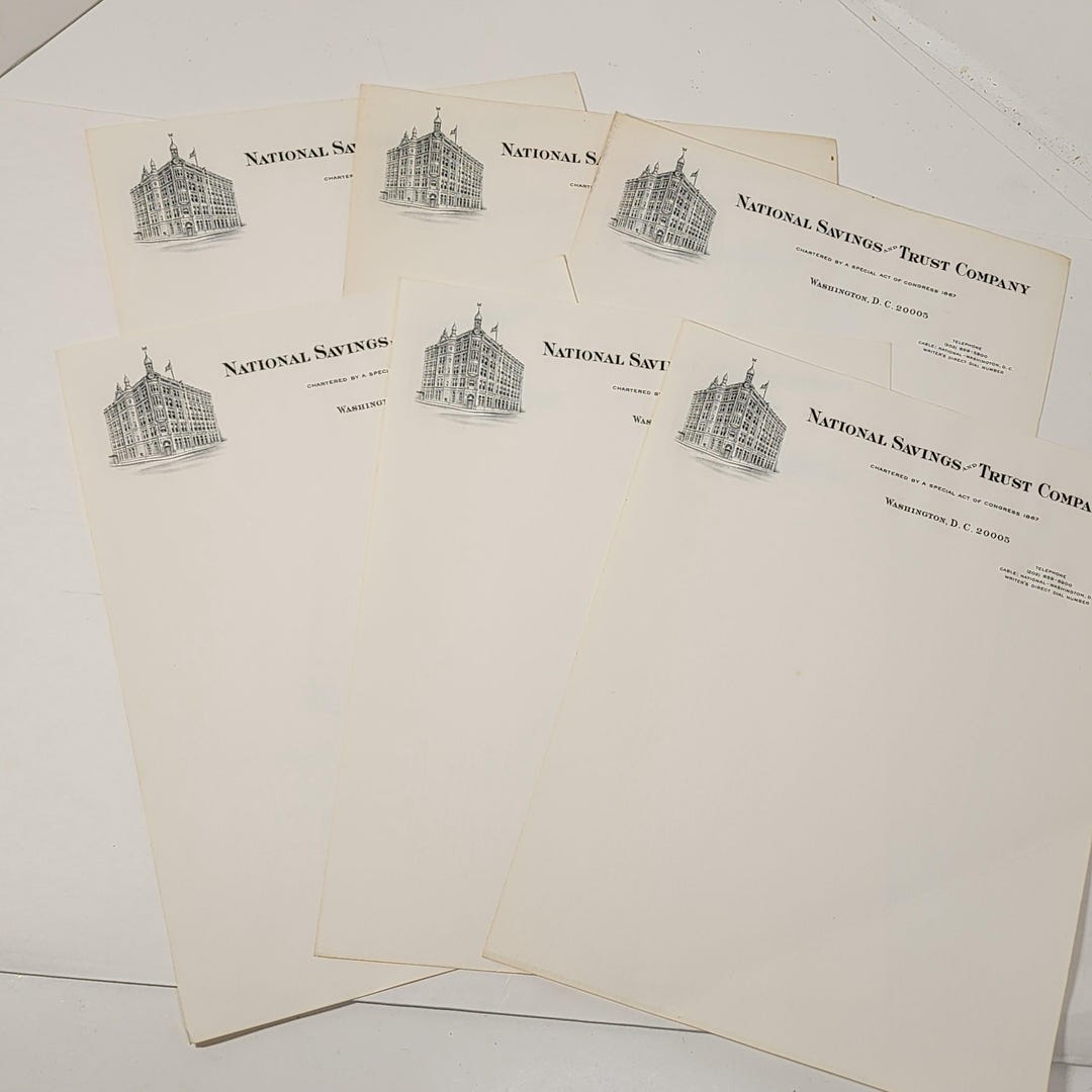 Vintage Letterhead Stationery 3 Sheets National Savings & Trust Pages ...