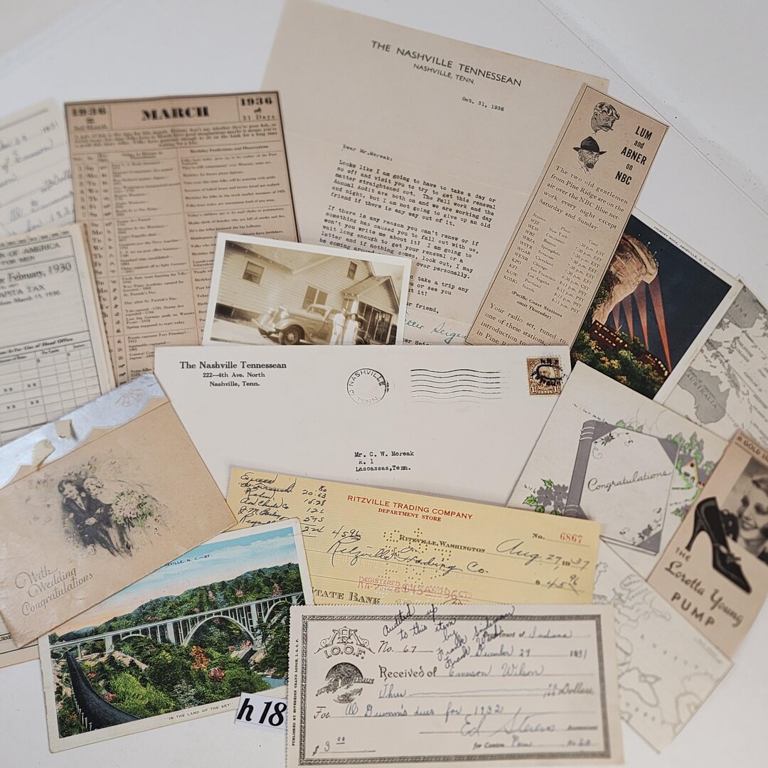 1930s Junk Journal Paper Pack 17 Pc Paper Ephemera Lot Postcards ...