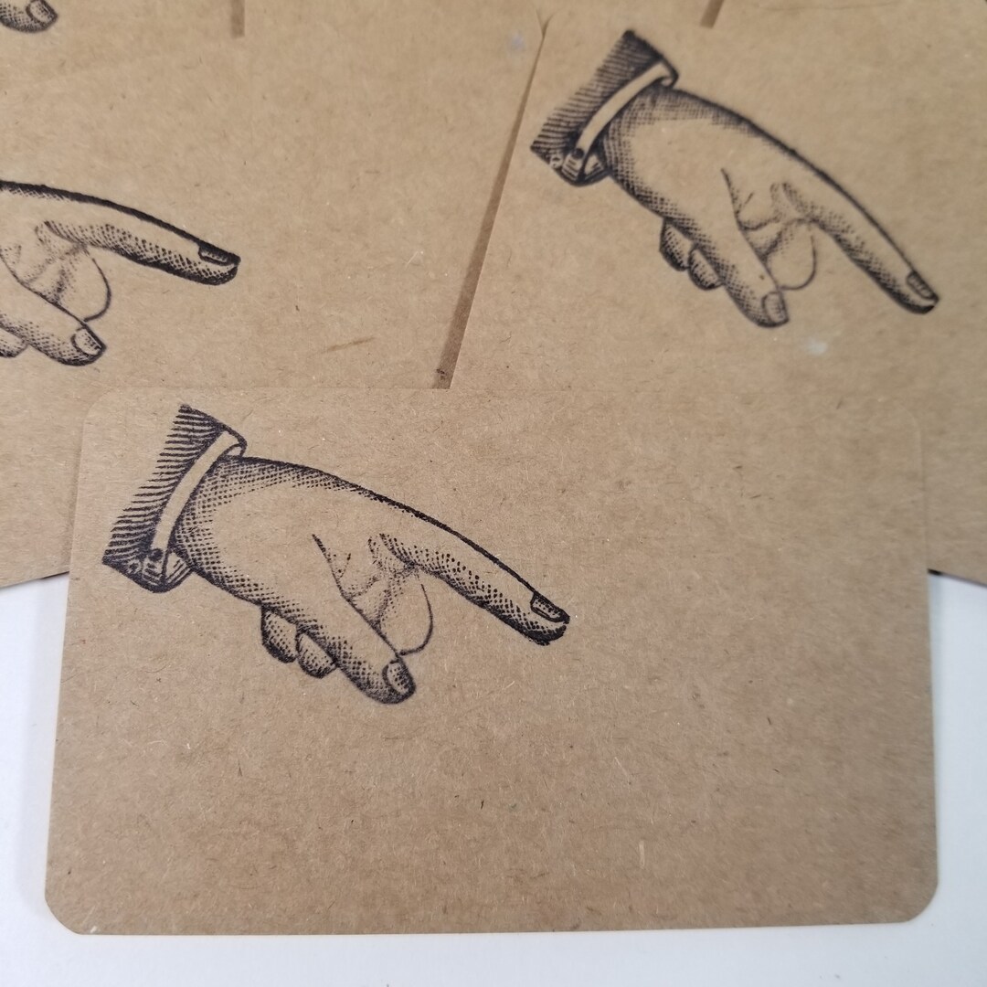 10 Kraft Cards With Stamped Hand Pointing Finger Sepia Tone Paper Art ...