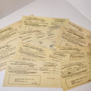 5 1930's Yellow Forms Handwritten Tax Papers Payment Receipts Vintage ...