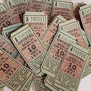 25 Crystal Beach 10 Cent Carnival Amusement Park Tickets 1975 Aqua and ...