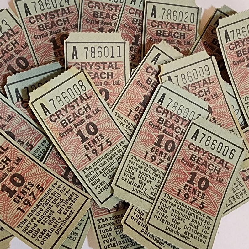 25 Crystal Beach 10 Cent Carnival Amusement Park Tickets 1975 Aqua and ...