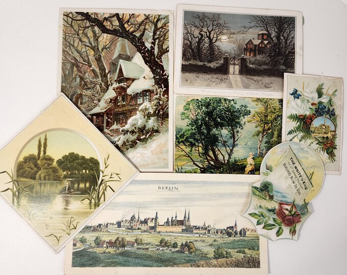 7 Victorian Cards Scenes With Flowers Houses Landscape Scenes Victorian ...