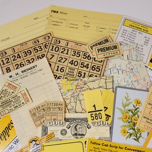 35 Pieces of Yellow Ephemera Color Lot Sample Pack Play Money Game ...