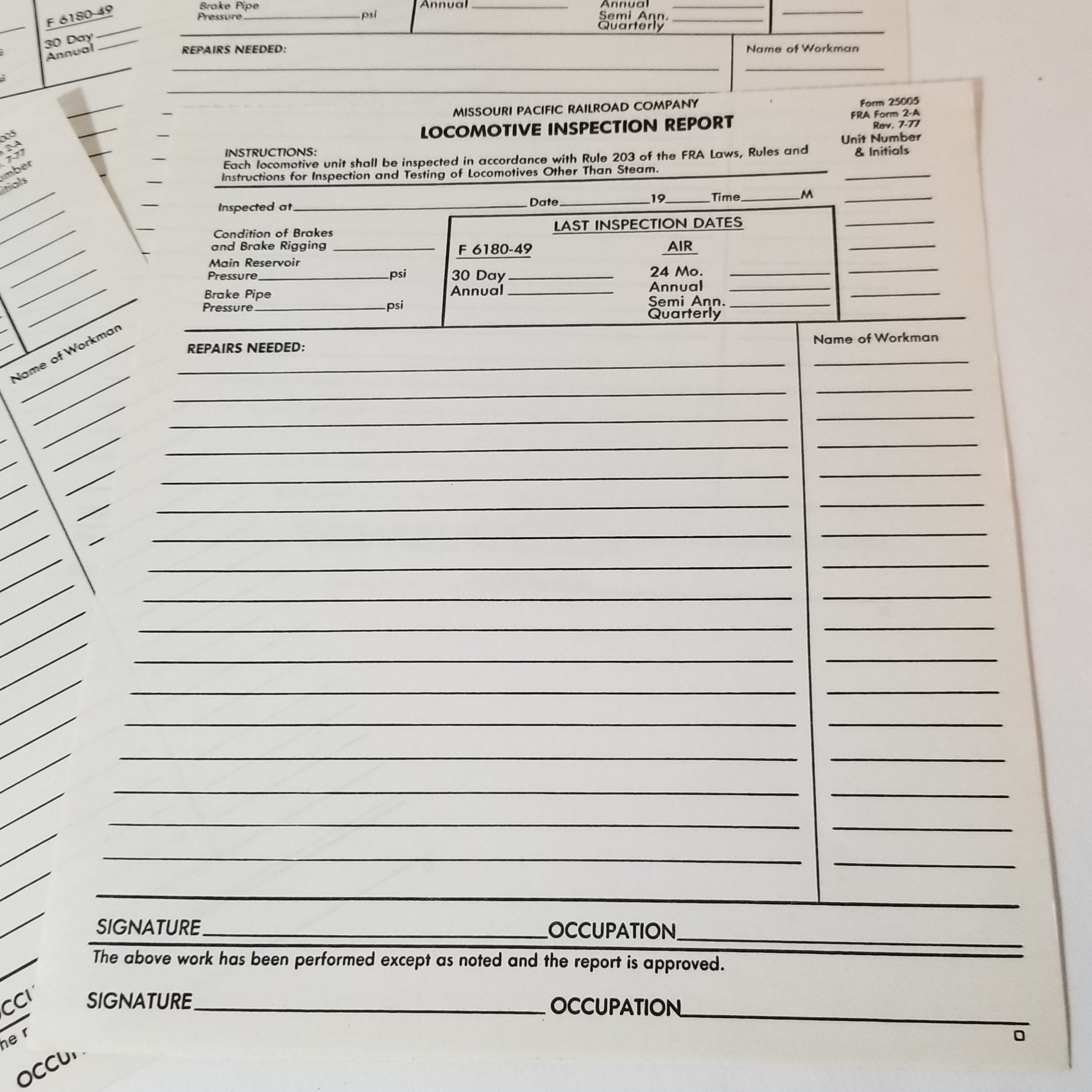 5 railroad locomotive inspection forms blank unused train - Etsy.de