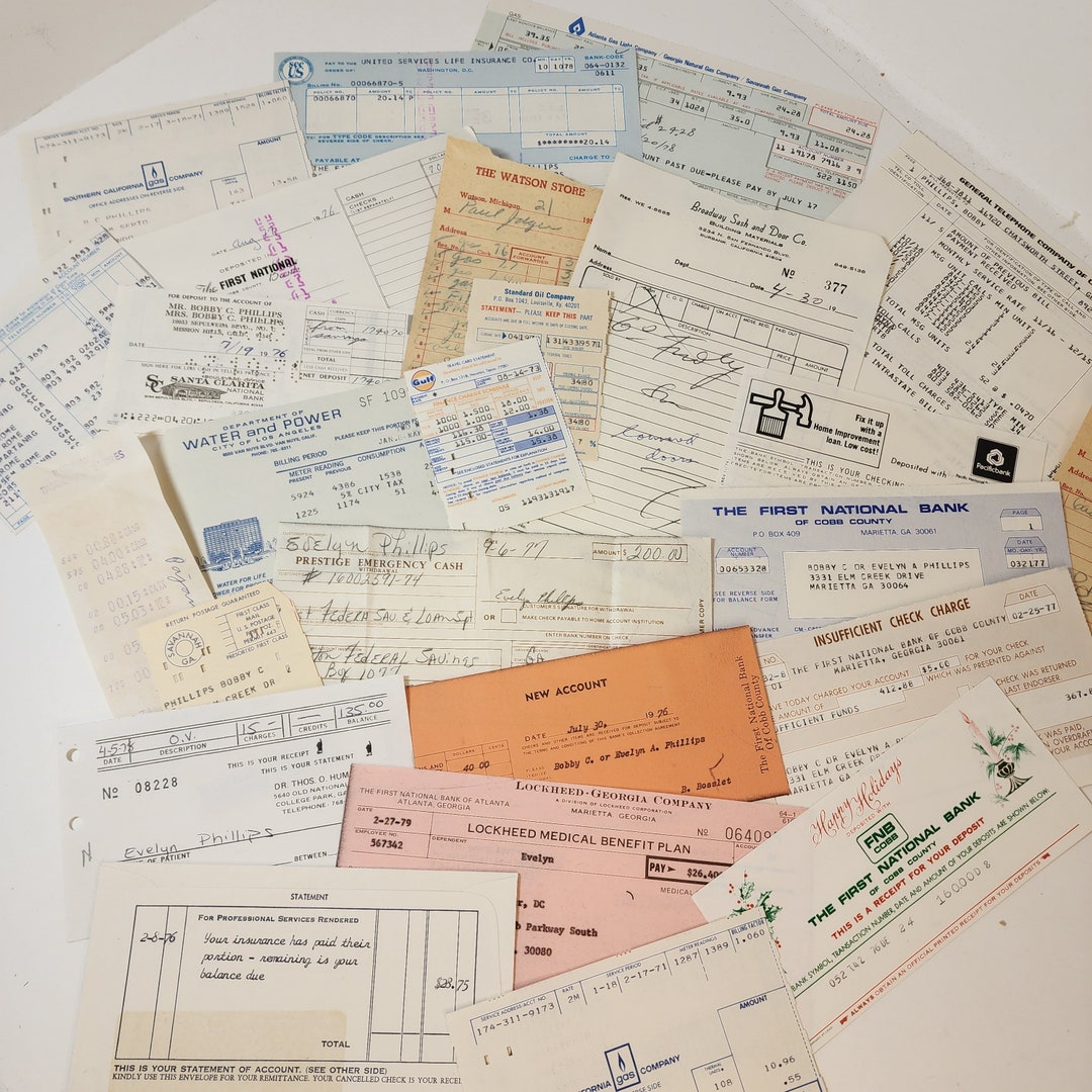 25 1970's Paper Receipts Motel Telephone Bank Cash Register Vintage ...