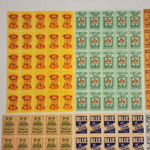 150 Saving Stamps 6 Sheets of 25 Trading Stamp Sample Pack S & H Green ...