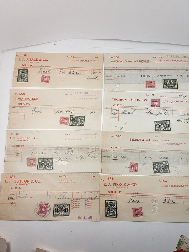 4 Rare Antique Forms 1920's 1930s Stamped Stock Transfer - Etsy