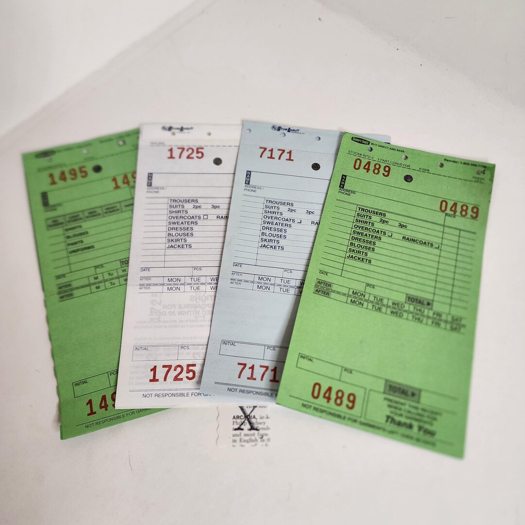 4 Dry Cleaning Order Forms 10 Unused Sheets With Receipts Claim Checks ...