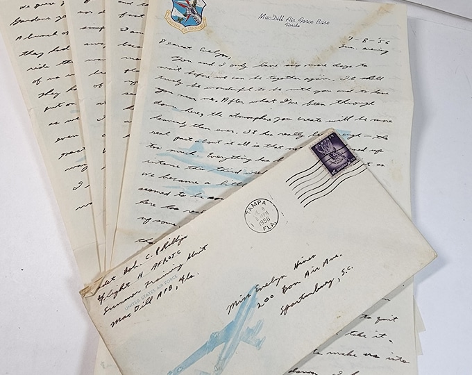 1950's Letter With Envelope and 4 Handwritten Pages Air Force ...