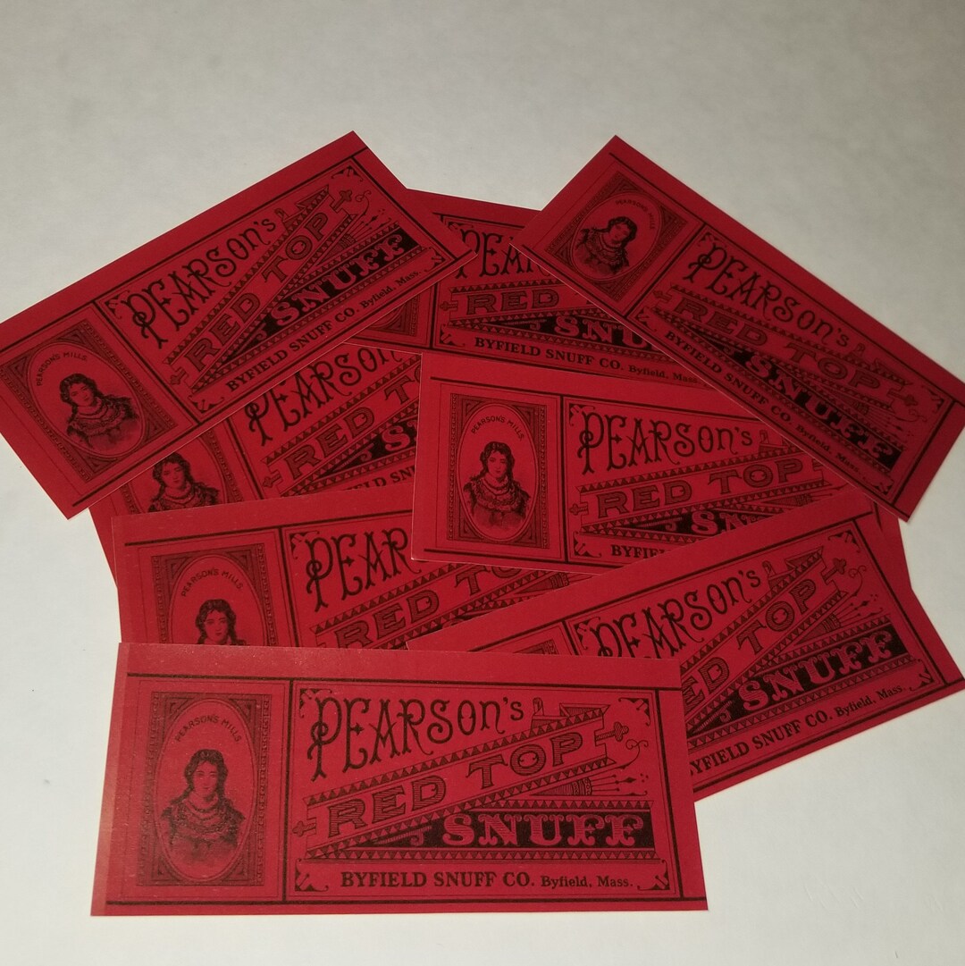Rare! 5 Red Top Snuff Labels Labels NOS Advertising Vintage Paper Art ...
