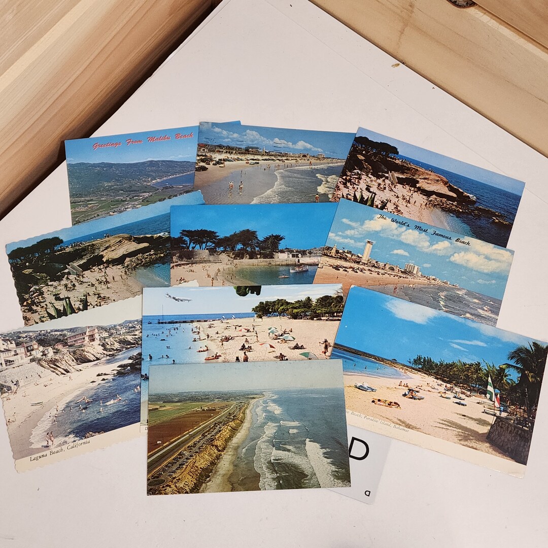10 Souvenir Postcards Oceans Beach Scene Shoreline 1970's 80's Travel ...