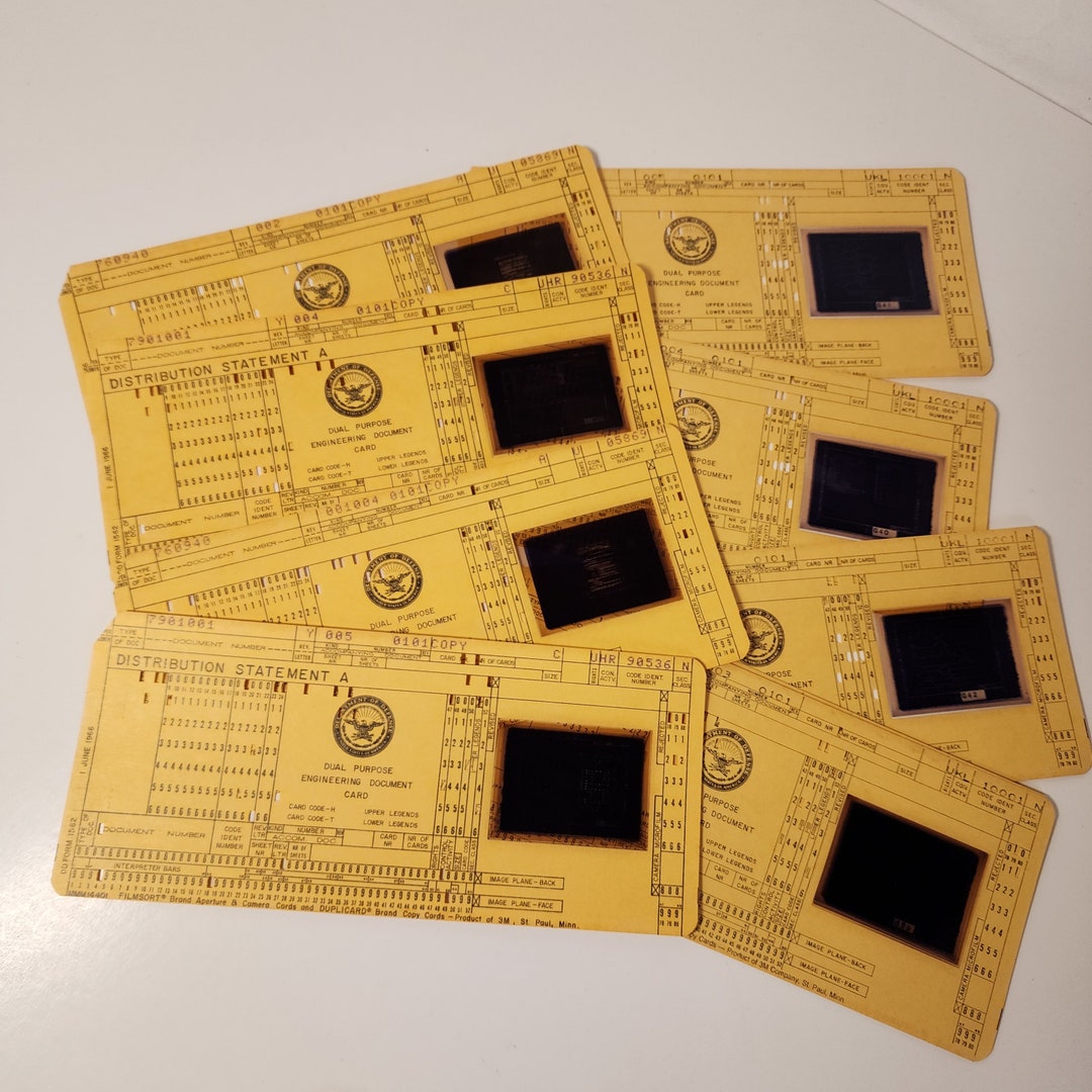 8 Computer Data Cards Yellow Computer Punch Card Microfiche Aperture ...