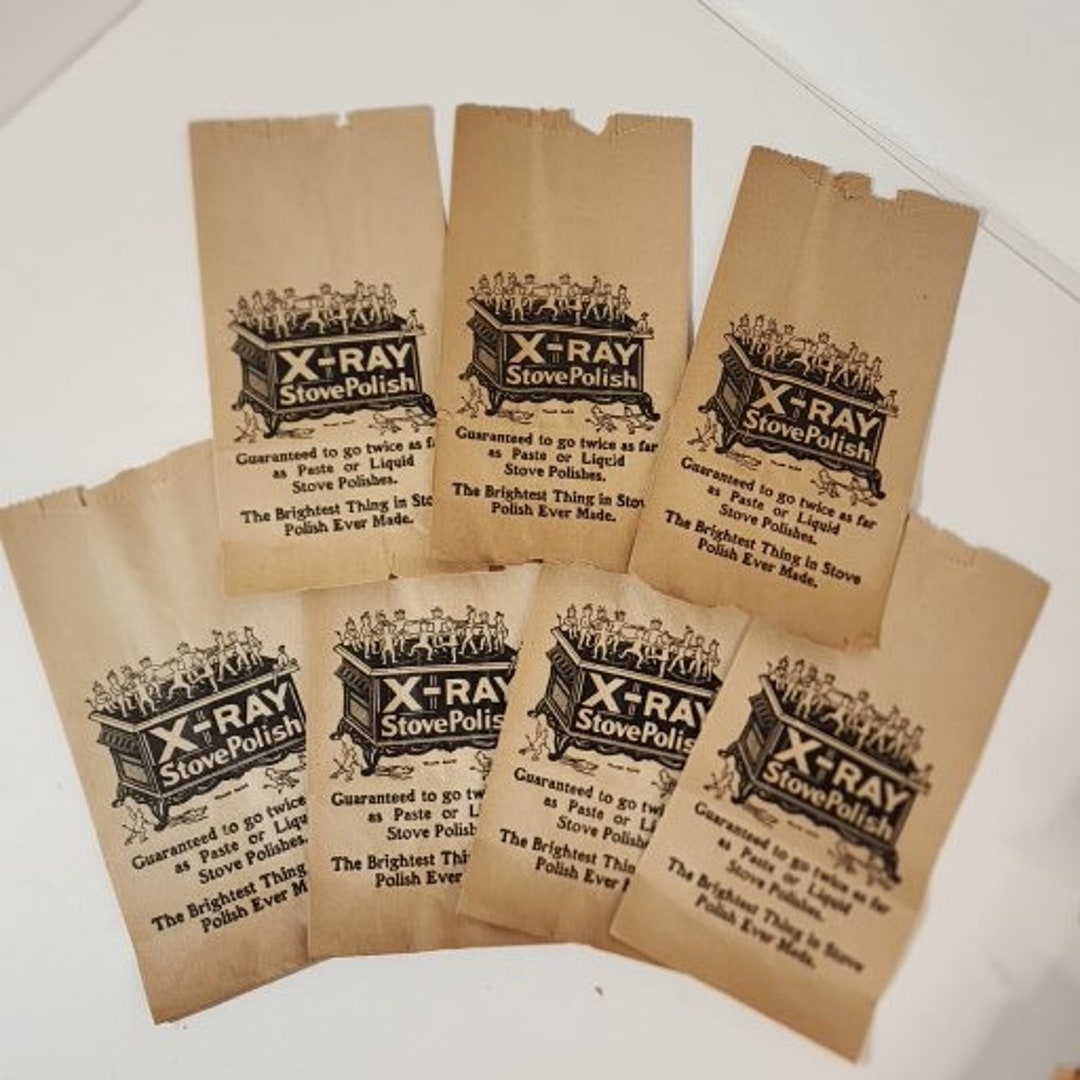 One Antique Paper Sack Advertising X-RAY STOVE POLISH Oven Cleaner Hand ...