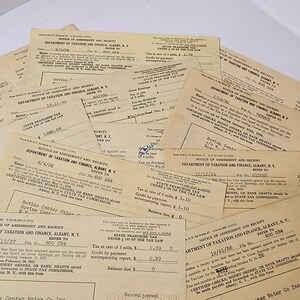 5 1930's Yellow Forms Handwritten Tax Papers Payment Receipts Vintage ...
