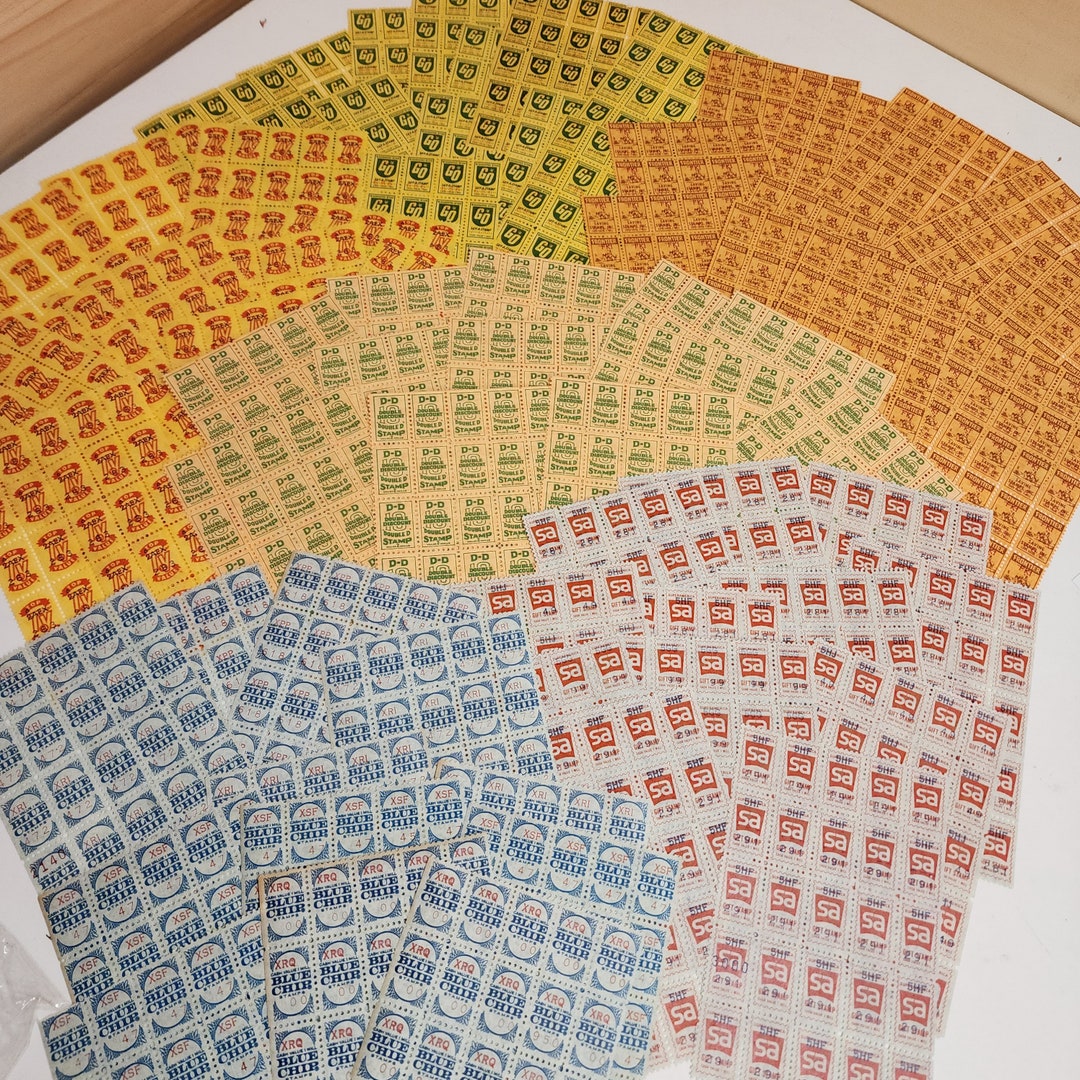 Choice! 300 Savings Stamps 12 Sheets of 25 Trading Stamps Blue Chip D D ...