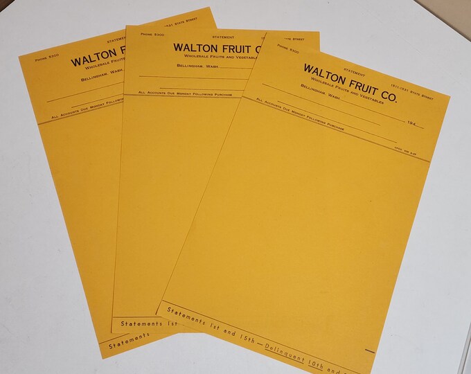 1940's Letterhead Stationary 3 Pages Walton Fruit Co Golden Orange ...