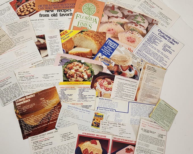 25 Vintage Recipes Old Magazine Newspaper and Package Clippings Product ...